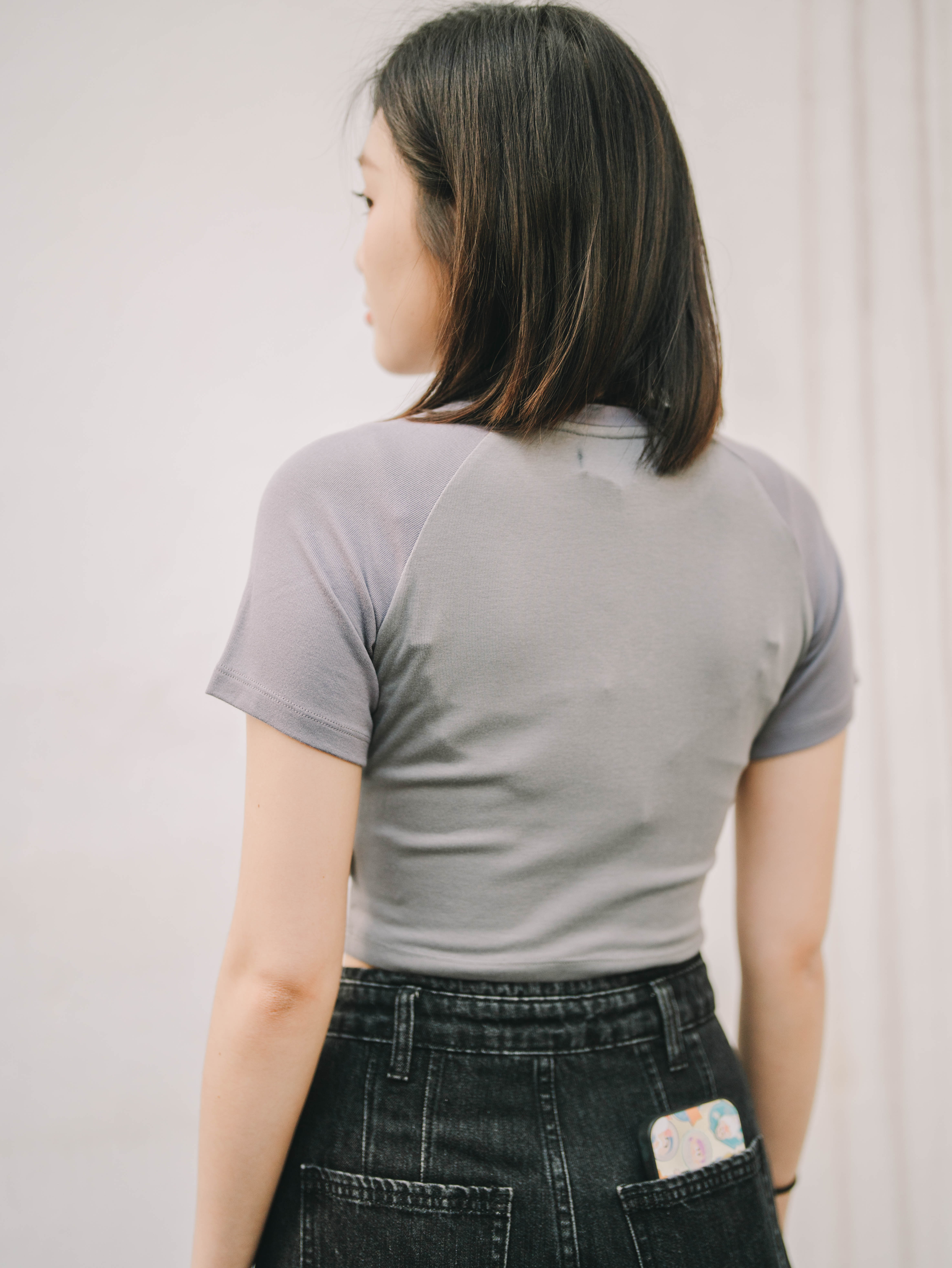 Logo Print Cropped Raglan T-shirt